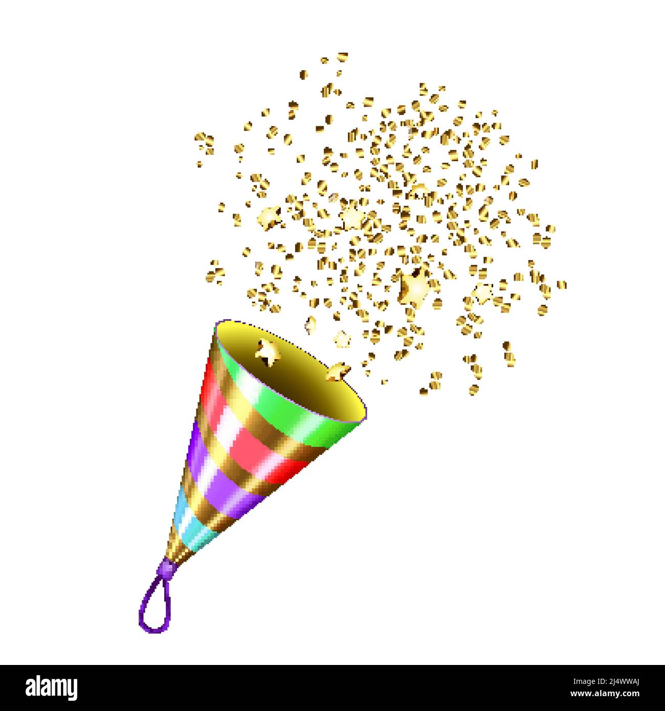 Party Popper Explosion With Foil Confetti Vector Stock Vector Image ...