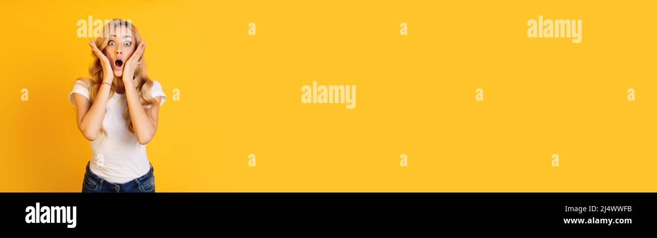 Shocking Offer. Emotional Woman Looking At Camera With Opened Mouth ...