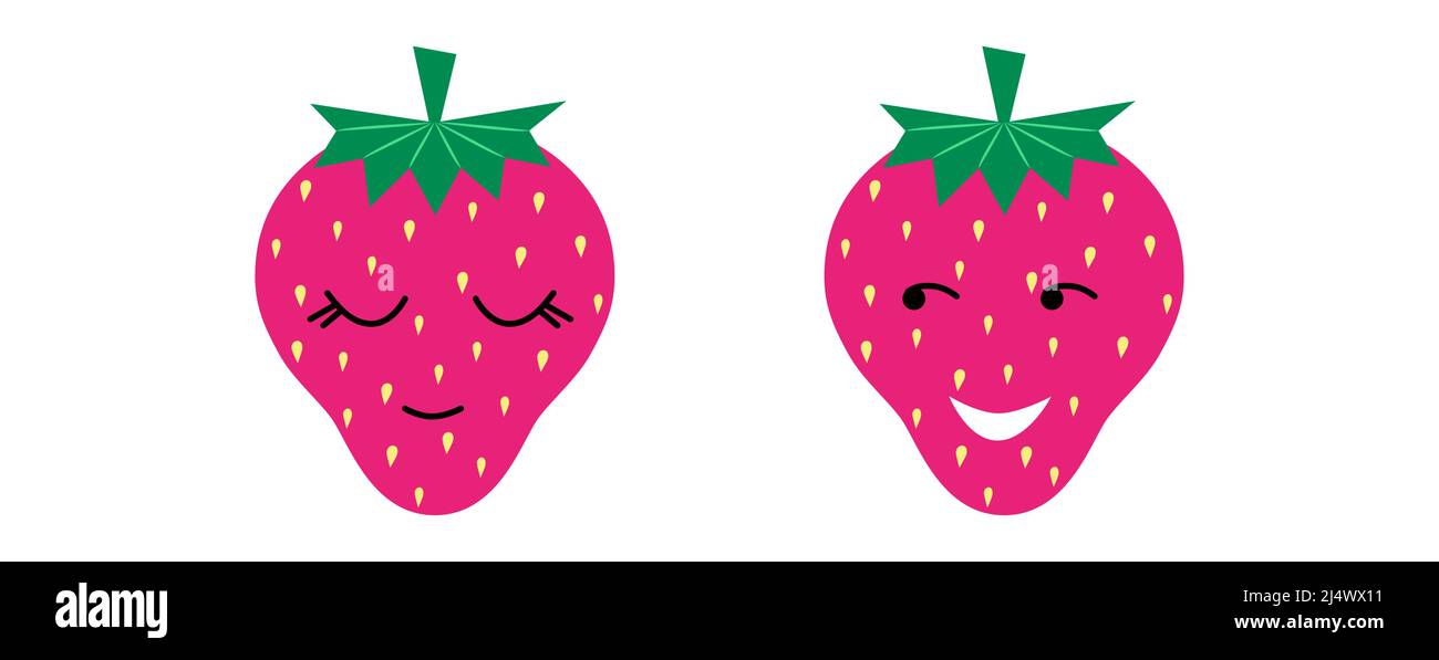 Strawberry smiling face illustration Stock Vector Images - Alamy