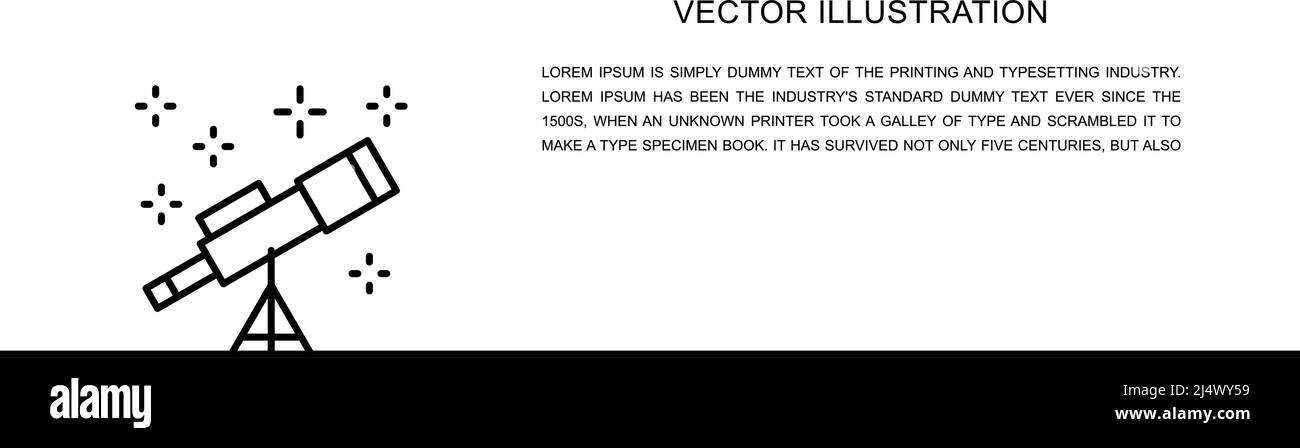 Vector telescope one line icon. Continuous one line illustration Stock ...