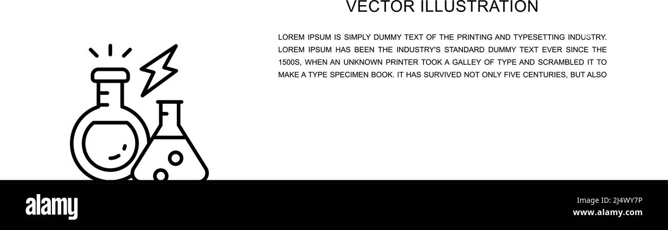 Vector lab equipment, chemical laboratory glass, test tube one line ...