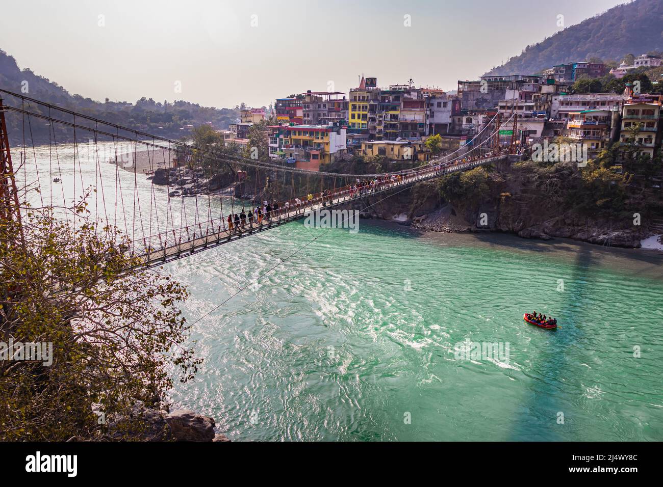 Suspension bridge river lakshman jhula hi-res stock photography and ...