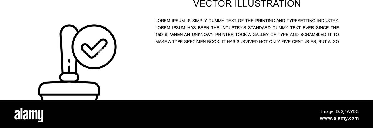 Vector approved stamp, accepted one line icon. Continuous one line illustration Stock Vector ...