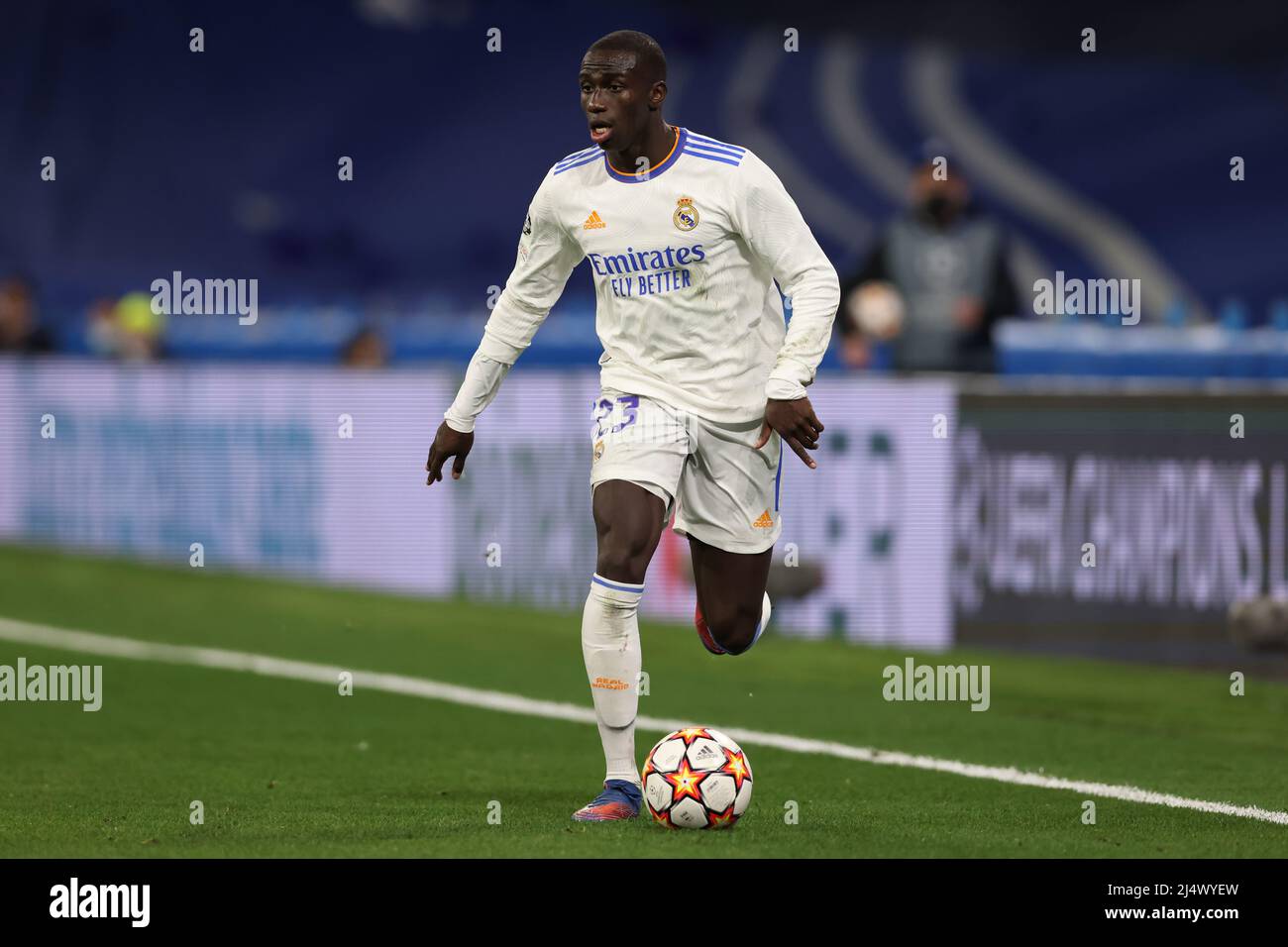 Madrid, Spain, 12th April 2022. Ferland Mendy of Real Madrid during the ...