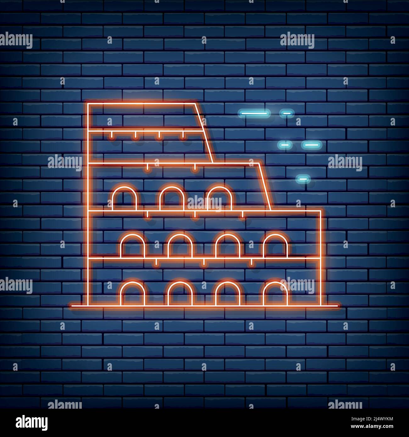 Kiev, Ukraine - March 1, 2022: Vector Coliseum, Italy, landmark neon ...