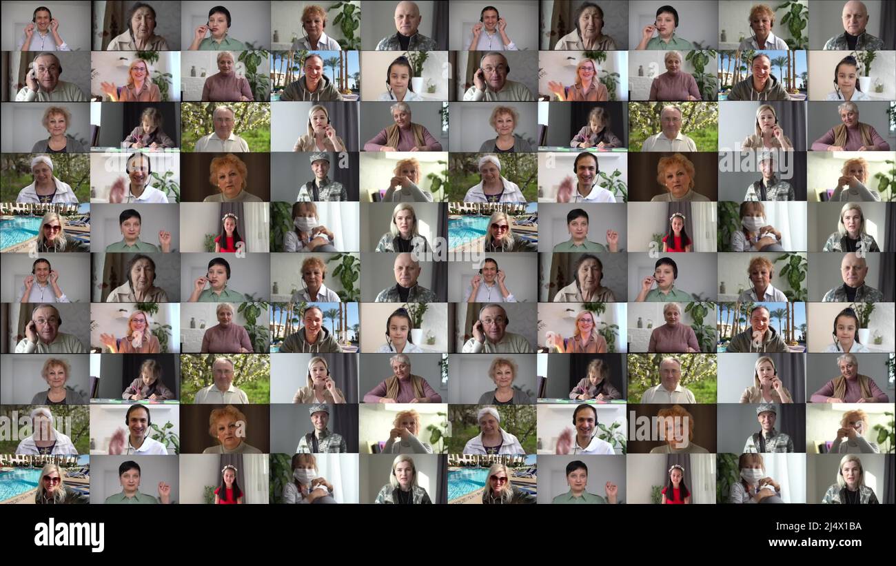 Video collage of 99 people, a variety of images in the form of a large ...