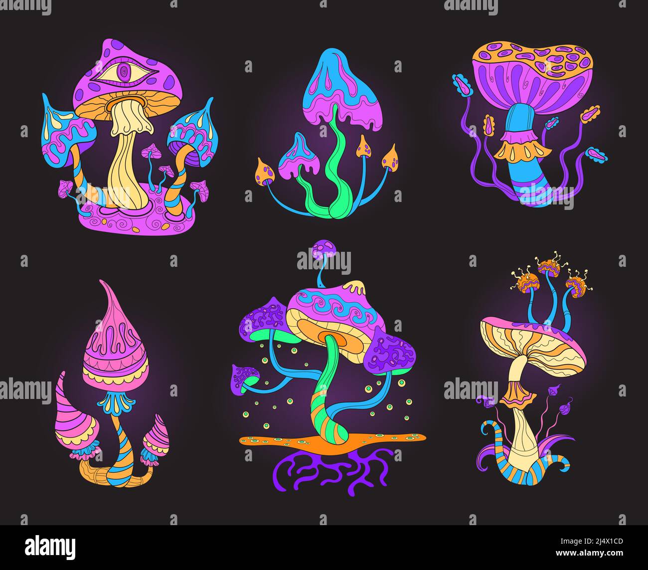 Psychedelic mushrooms. Magical mushroom psycadelic hippie trip, magic ...