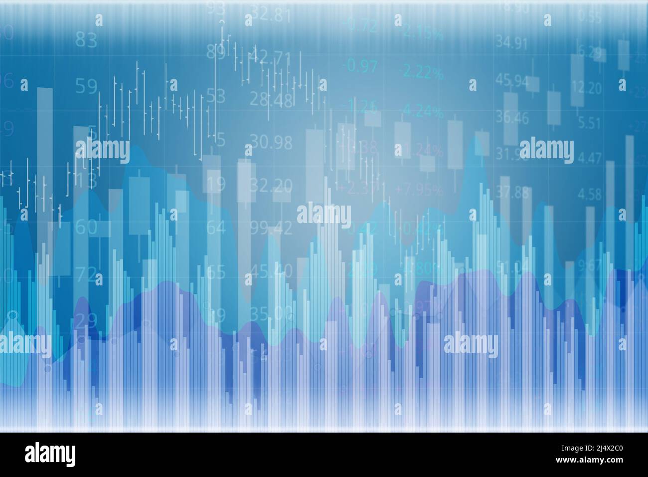 Light blue finance background with numbers, graphs. Stock market ...