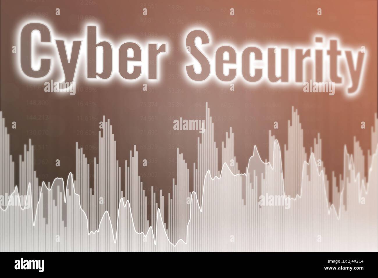 Words Cyber Security on brown finance background. 3D render, soft focus ...