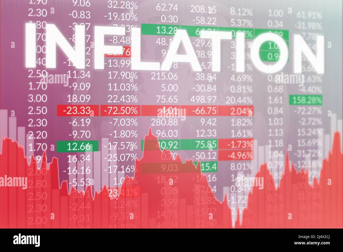 Word Inflation on red and gray finance background. 3D render, soft ...