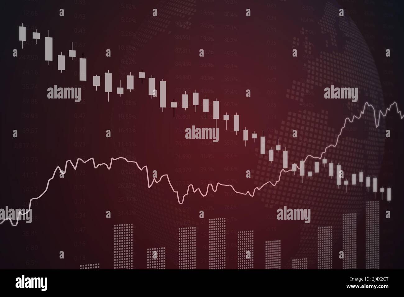 Dark red finance background with numbers and graphs. Stock market ...