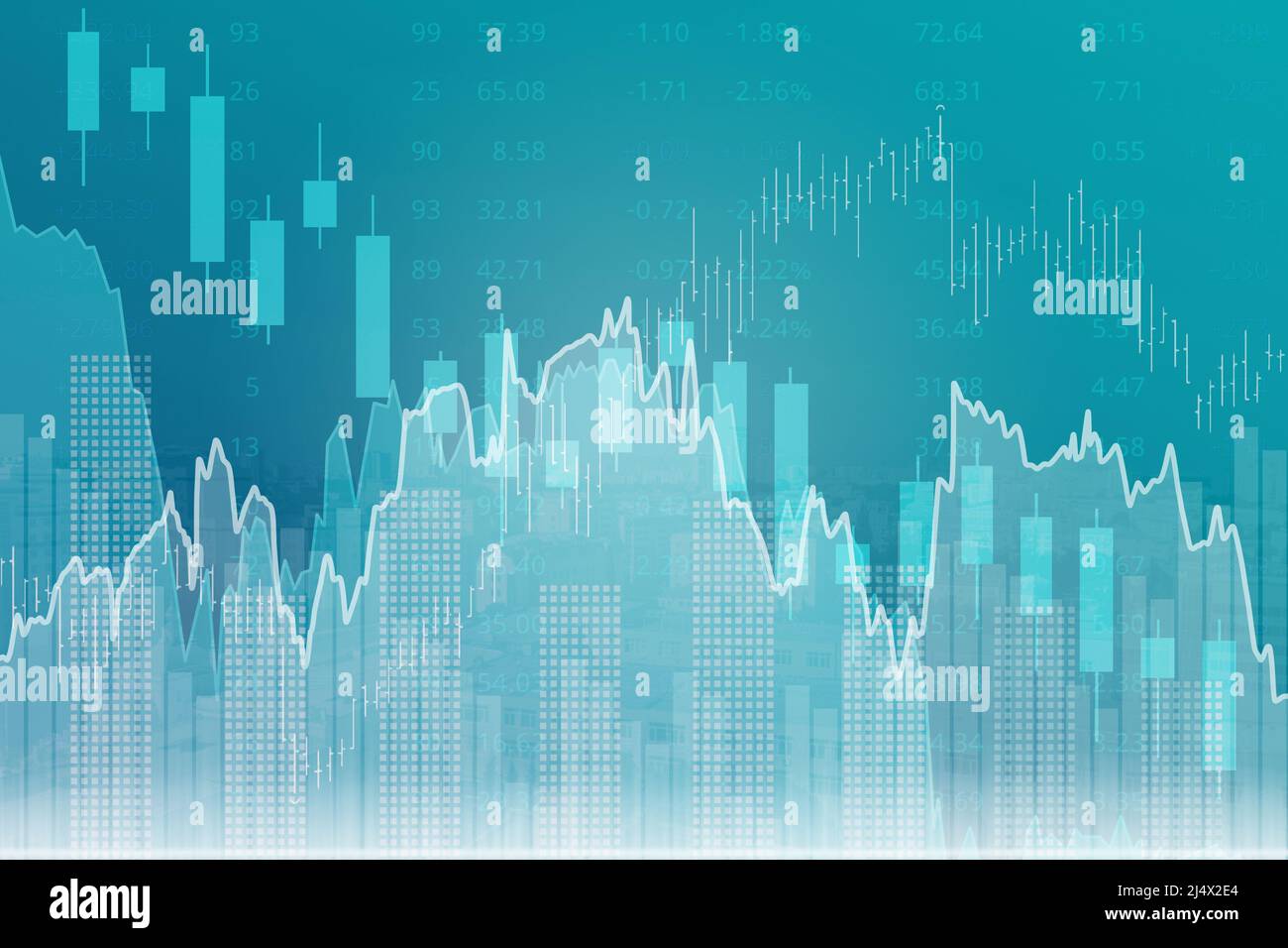 Blue finance background with numbers and graphs. Stock market concept ...