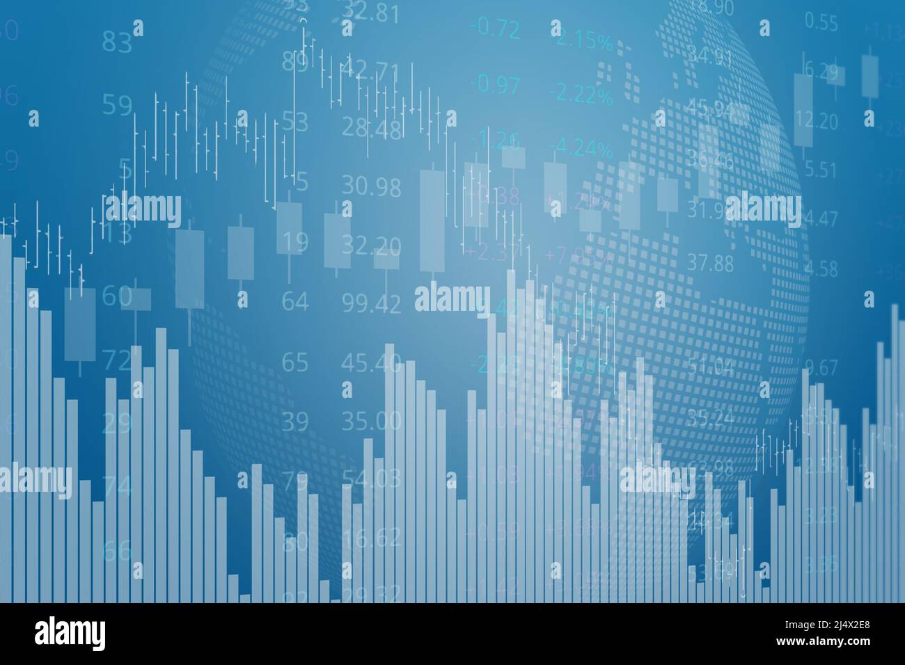 Light blue finance background with numbers, graphs. Stock market ...