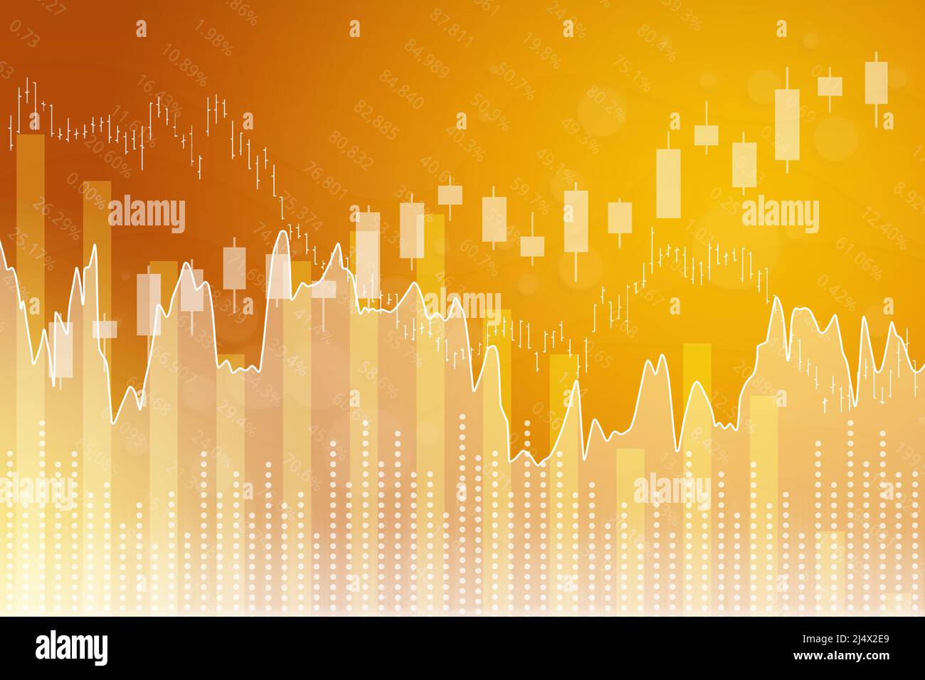 Yellow finance background with numbers and graphs. Financial market ...