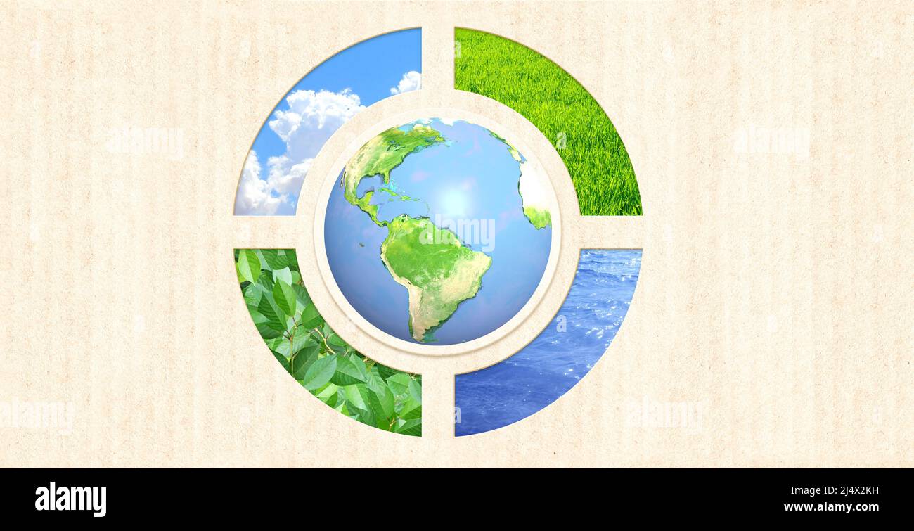 Ecology and zero waste concept. Earth planet and nature resource on ...