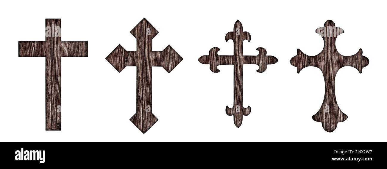 Old wooden crosses isolated on white background Stock Photo - Alamy