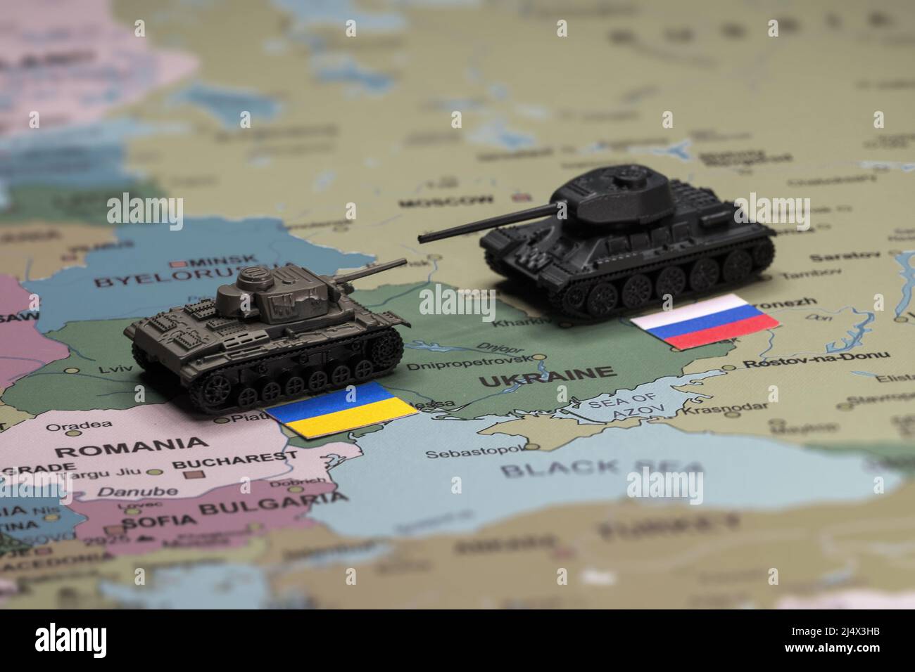 Armed conflict between Russia and Ukraine on the map of Europe Stock ...