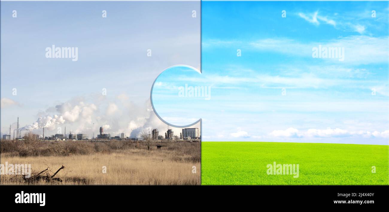 Ecology, nature, pollution, and clean energy concept. Environmental ...