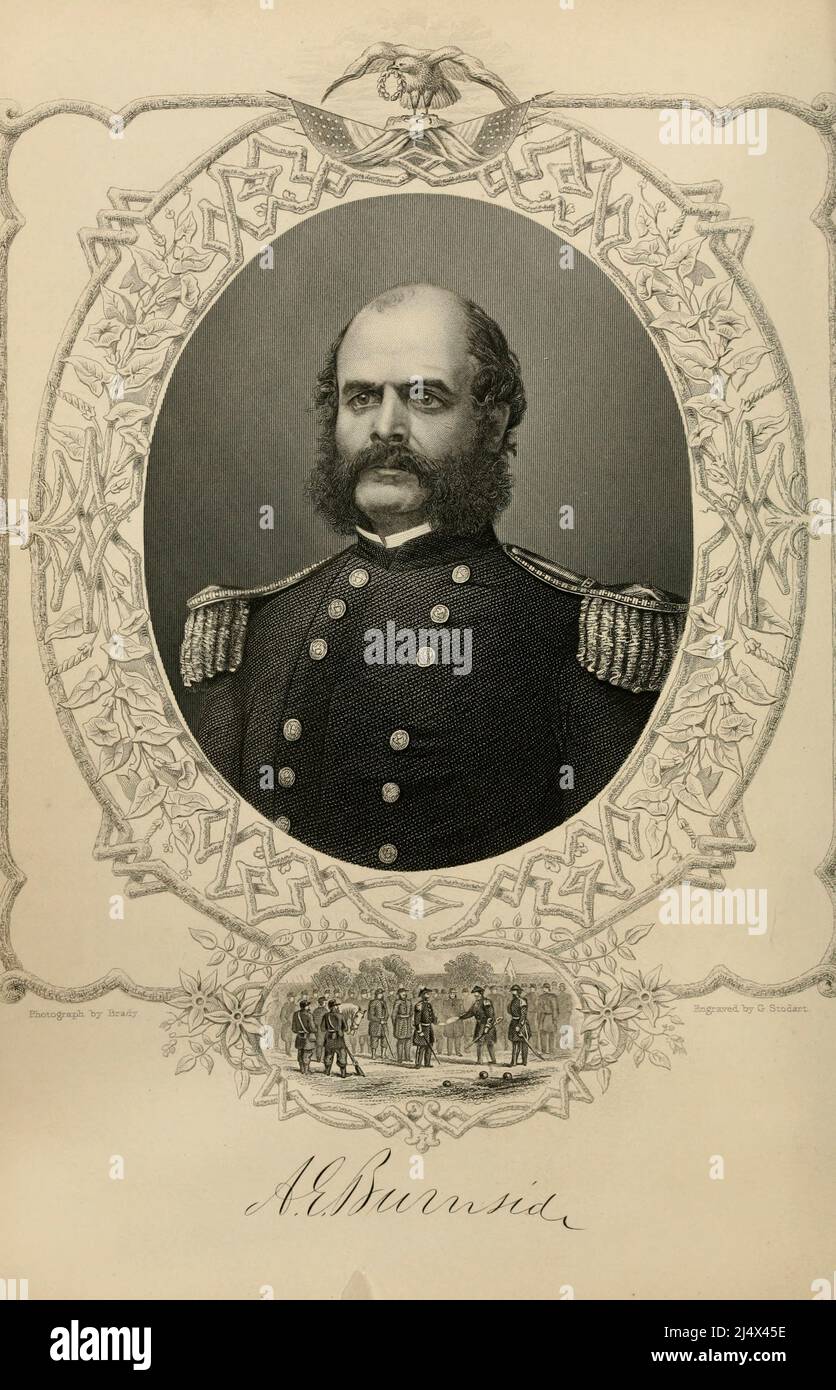 PORTRAIT OF GENERAL BURNSIDE from the book The great Civil War : a ...