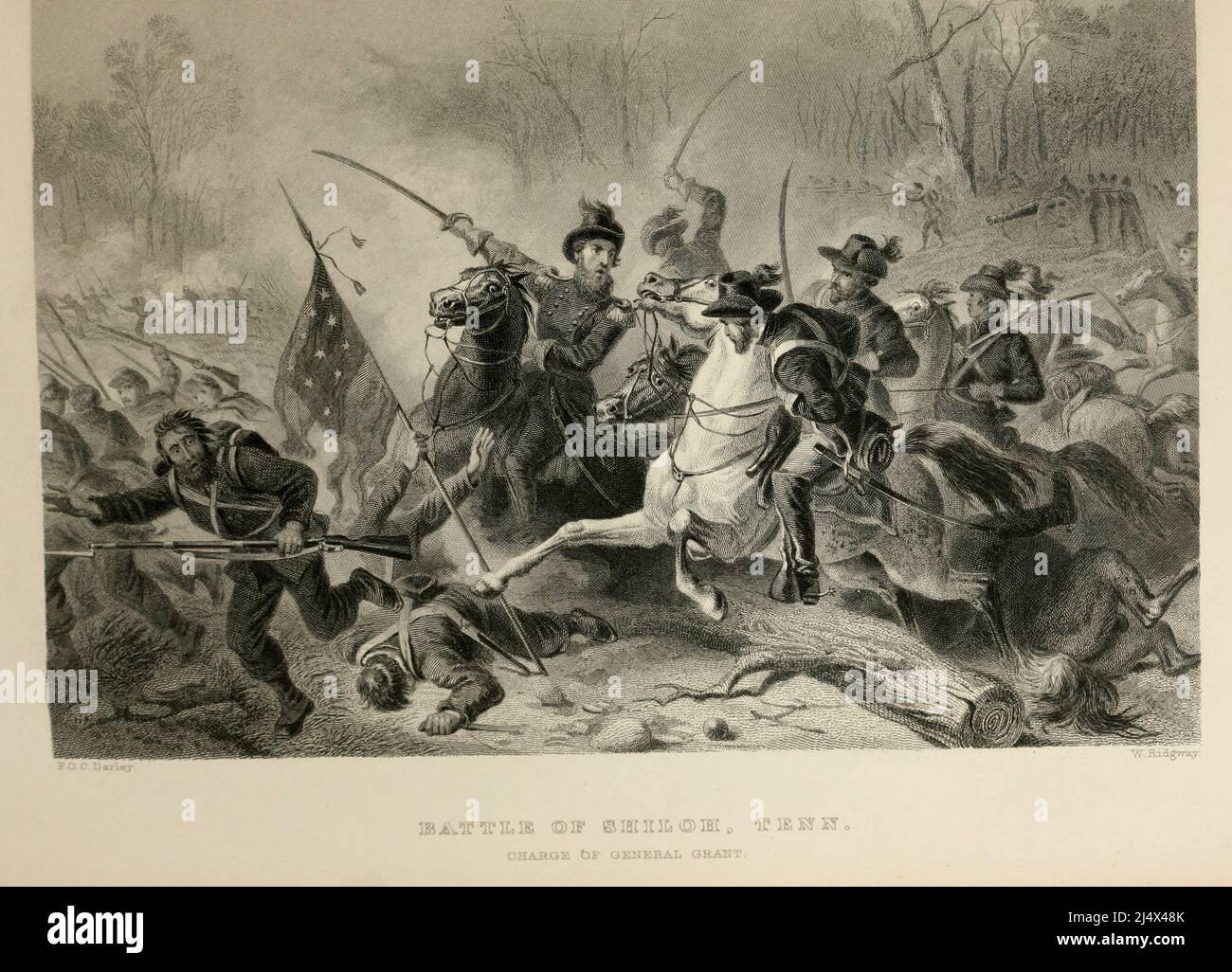 BATTLE OF SHILOH, TENN.— CHARGE OF GENERAL GRANT from the book The ...