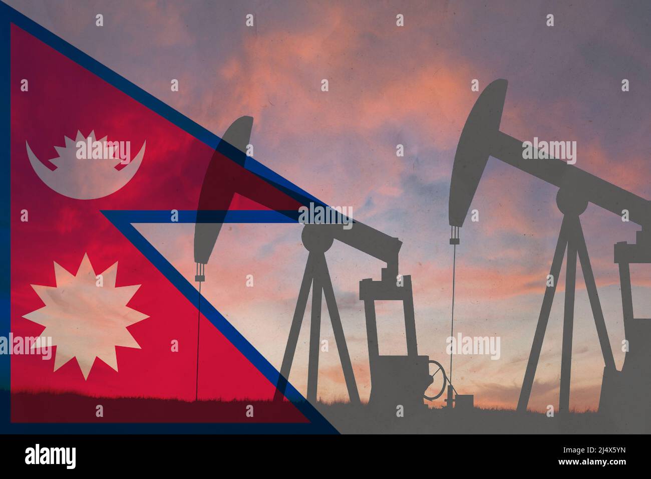 Nepal oil industry concept, industrial illustration. Nepal flag and oil ...