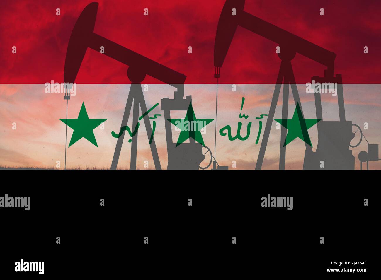 Iraq oil industry concept, industrial illustration. Iraq flag and oil ...