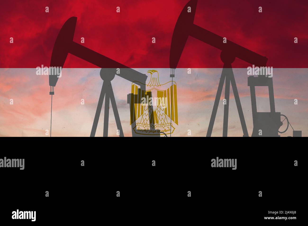 Egypt oil industry concept, industrial illustration. Egypt flag and oil ...