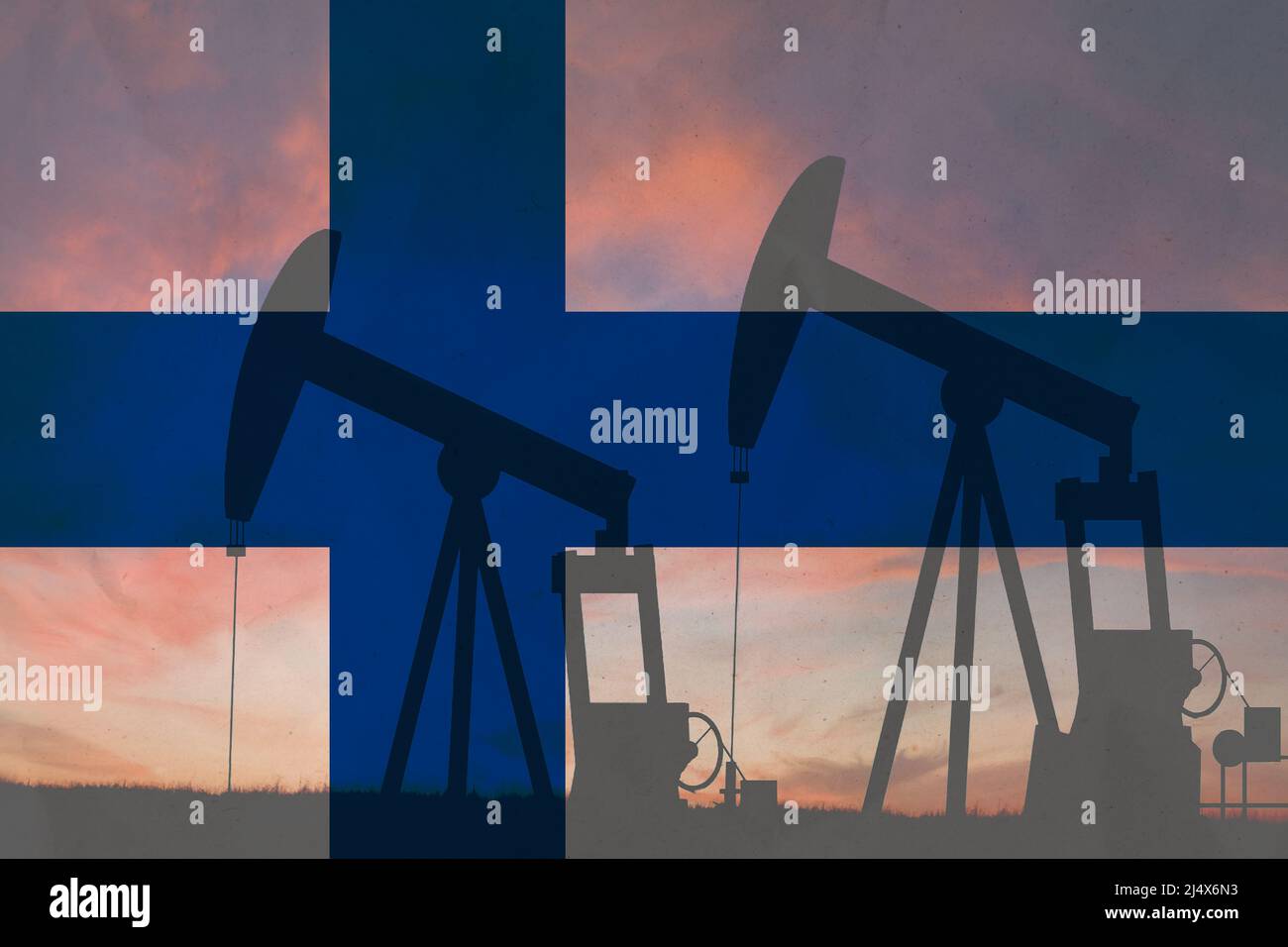 Finland oil industry concept, industrial illustration. Finland flag and ...