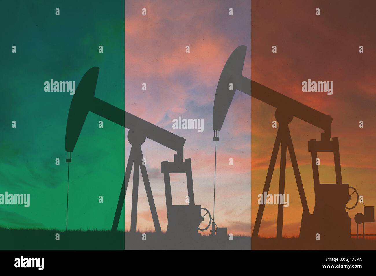 Ireland oil industry concept, industrial illustration. Ireland flag and ...