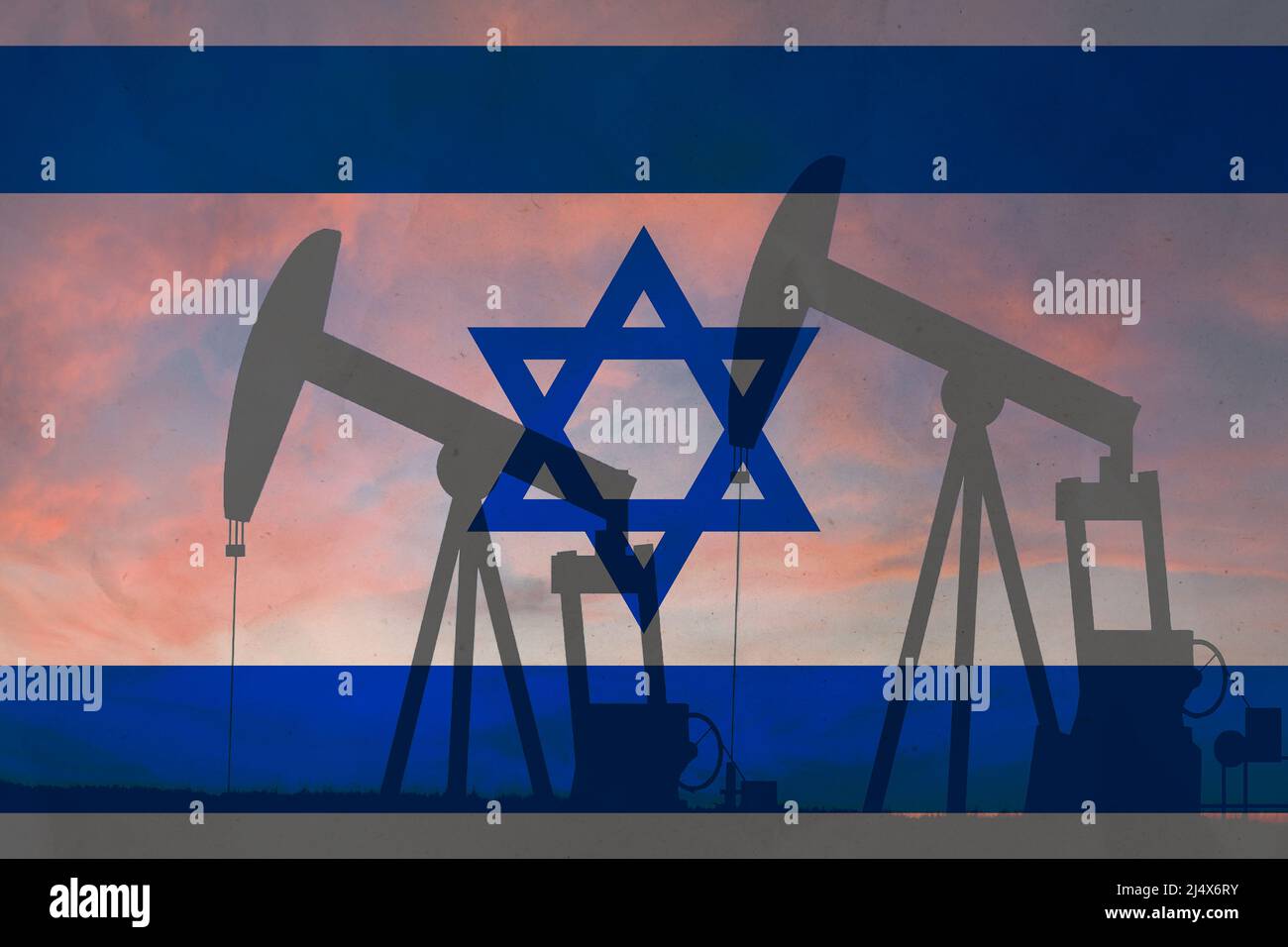 Israel oil industry concept, industrial illustration. Israel flag and ...