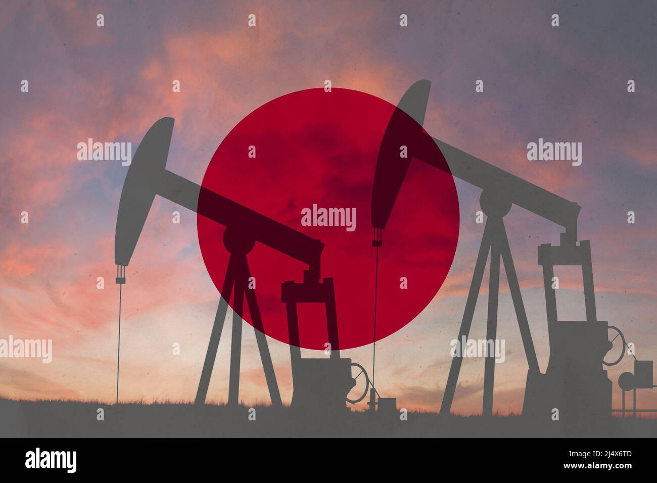 Japan oil industry concept, industrial illustration. Japan flag and oil ...