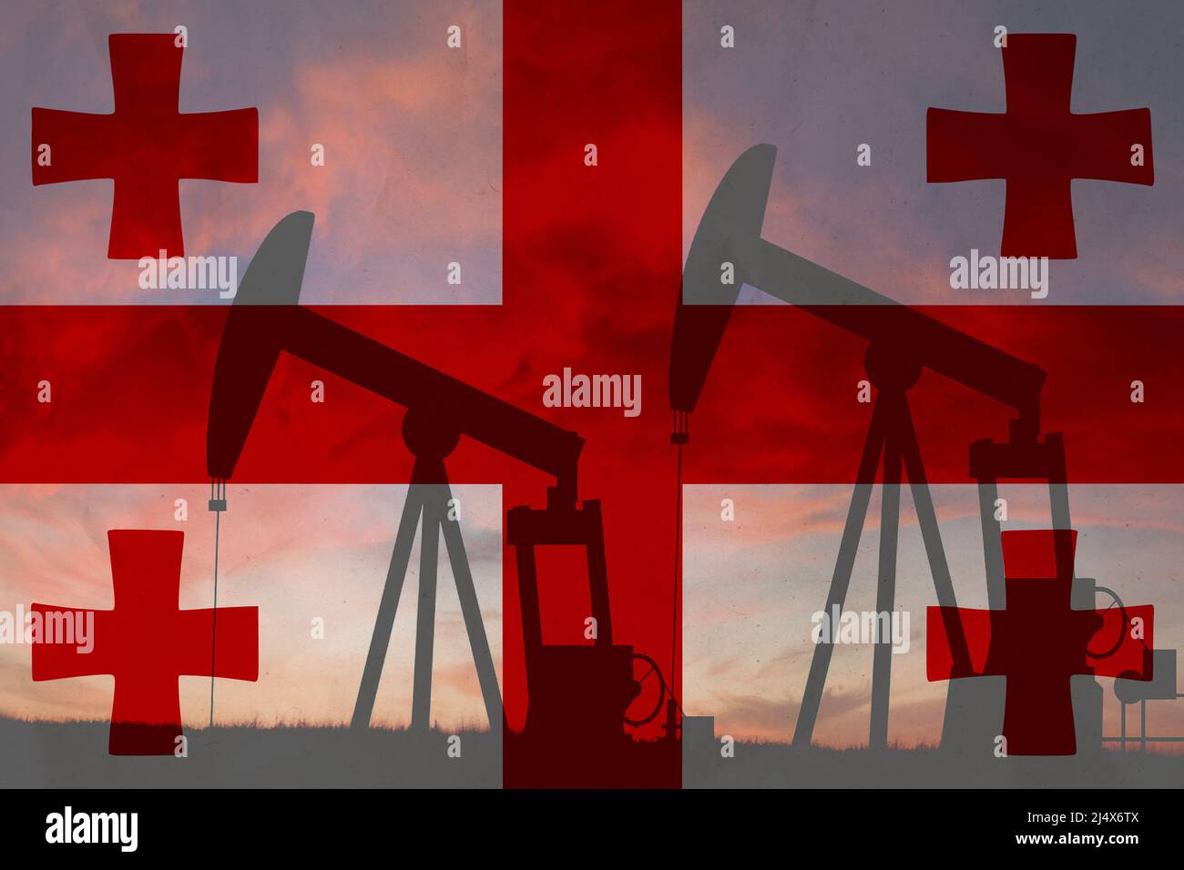 Kingdom of Georgia oil industry concept, industrial illustration ...
