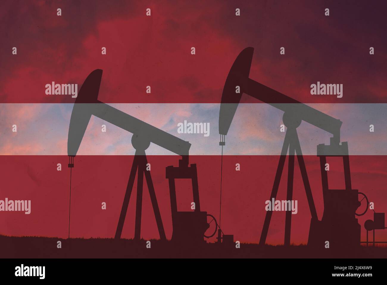 Latvia oil industry concept, industrial illustration. Latvia flag and ...