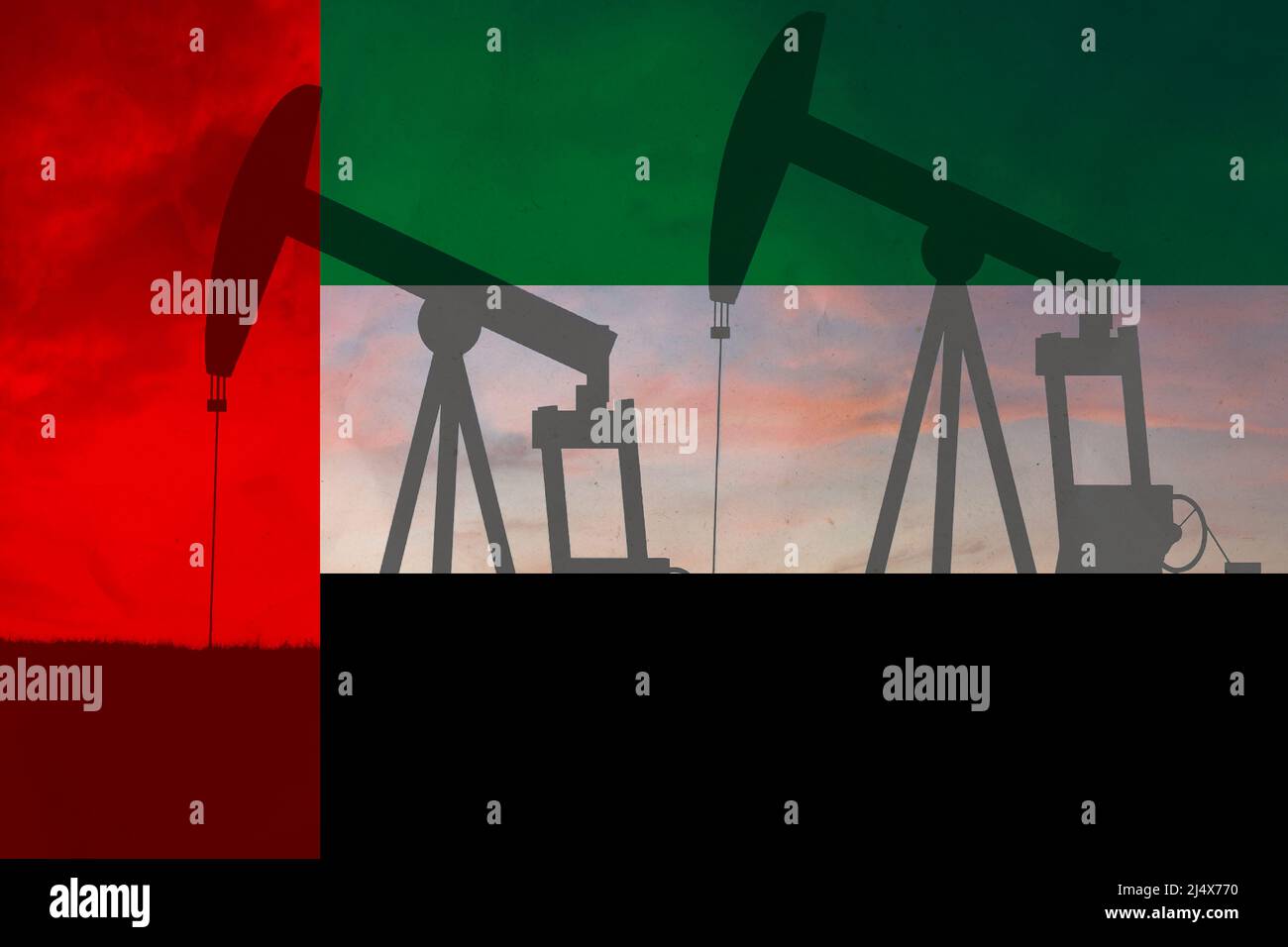 United Arab Emirates oil industry concept, industrial illustration ...