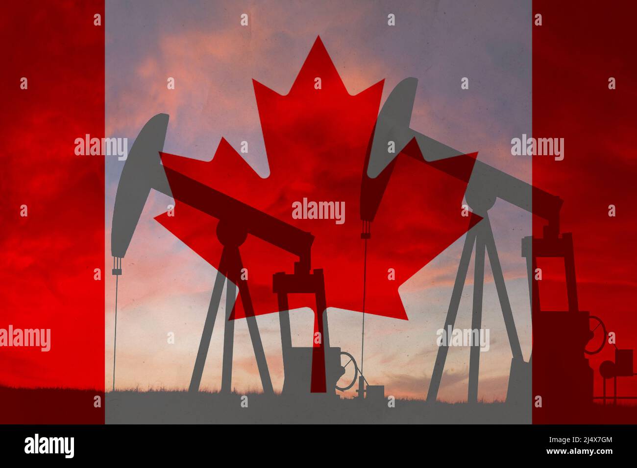 Canada oil industry concept, industrial illustration. Canada flag and ...