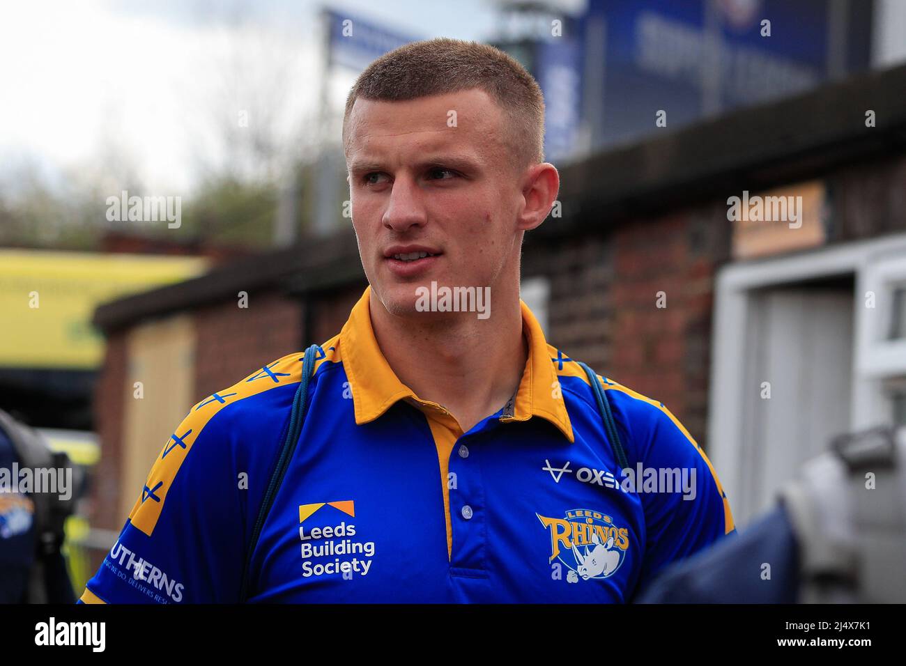 Ash Handley (5) of Leeds Rhinos arrives at The Mend-A-Hose Jungle ...