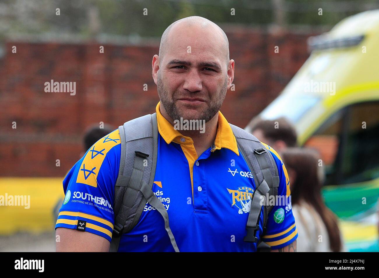 Bodene Thompson (19) of Leeds Rhinos arrives at The Mend-A-Hose Jungle ...