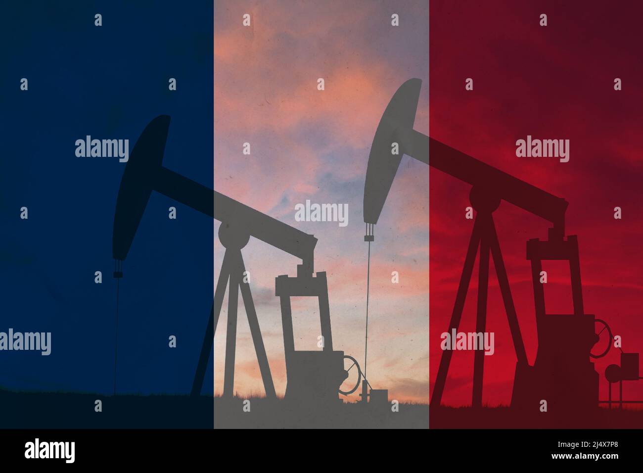 France oil industry concept, industrial illustration. France flag and ...