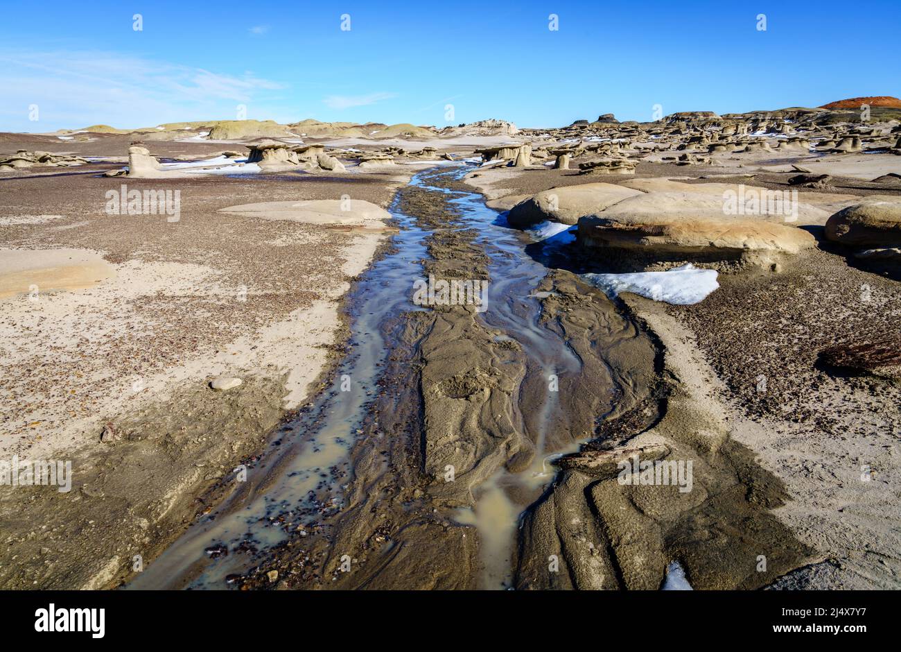 Scenic view of Bisti De-Na-Zin Wilderness area in New Mexico in winter ...