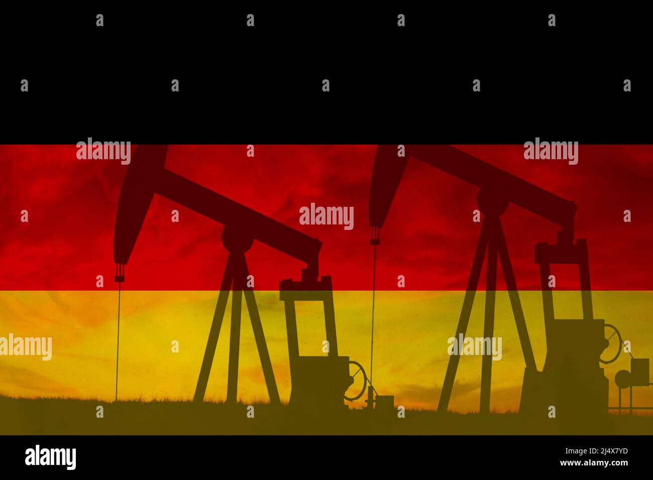 Germany oil industry concept, industrial illustration. Germany flag and ...
