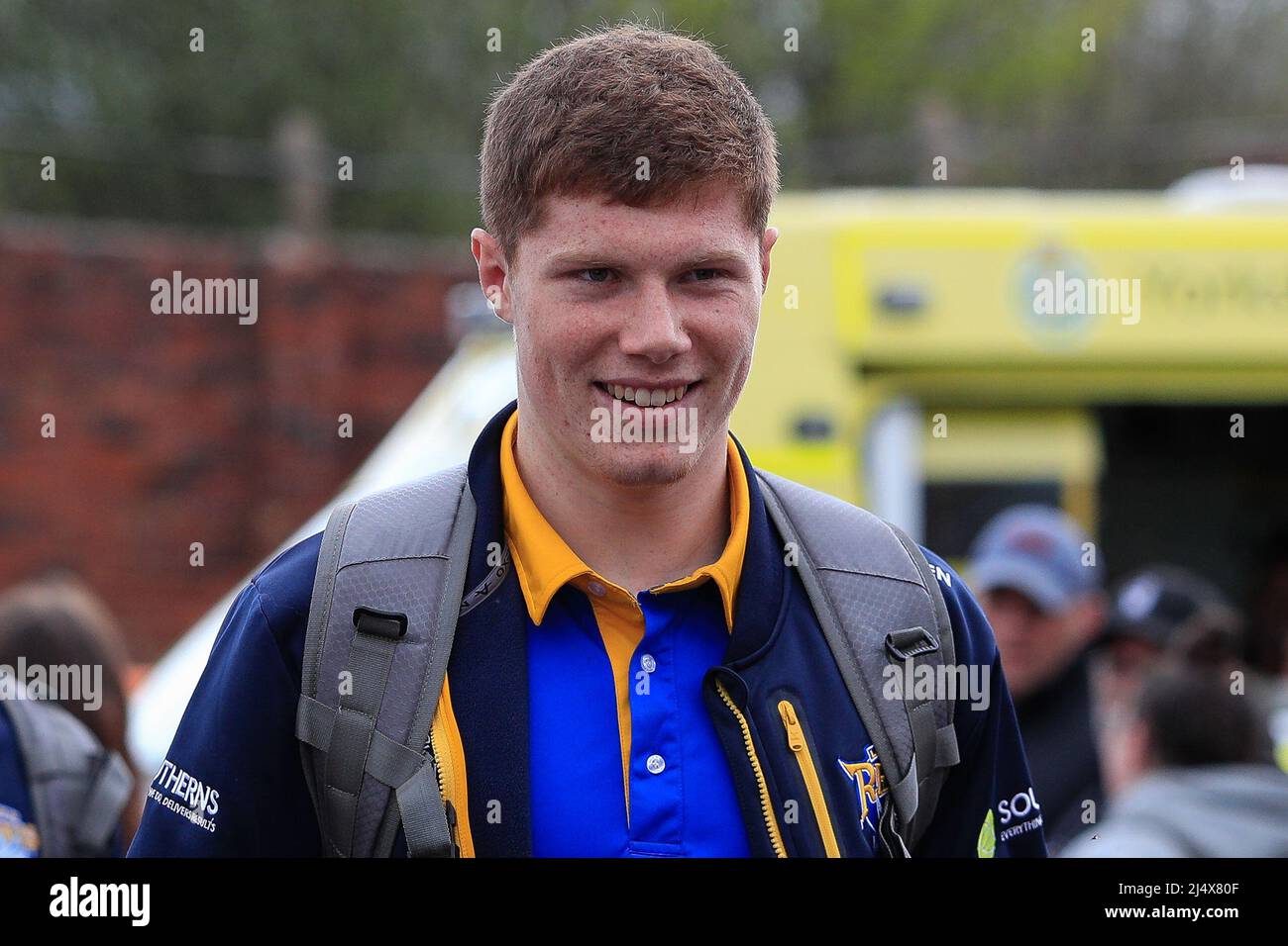 Castleford, UK. 18th Apr, 2022. Morgan Gannon (21) of Leeds Rhinos ...