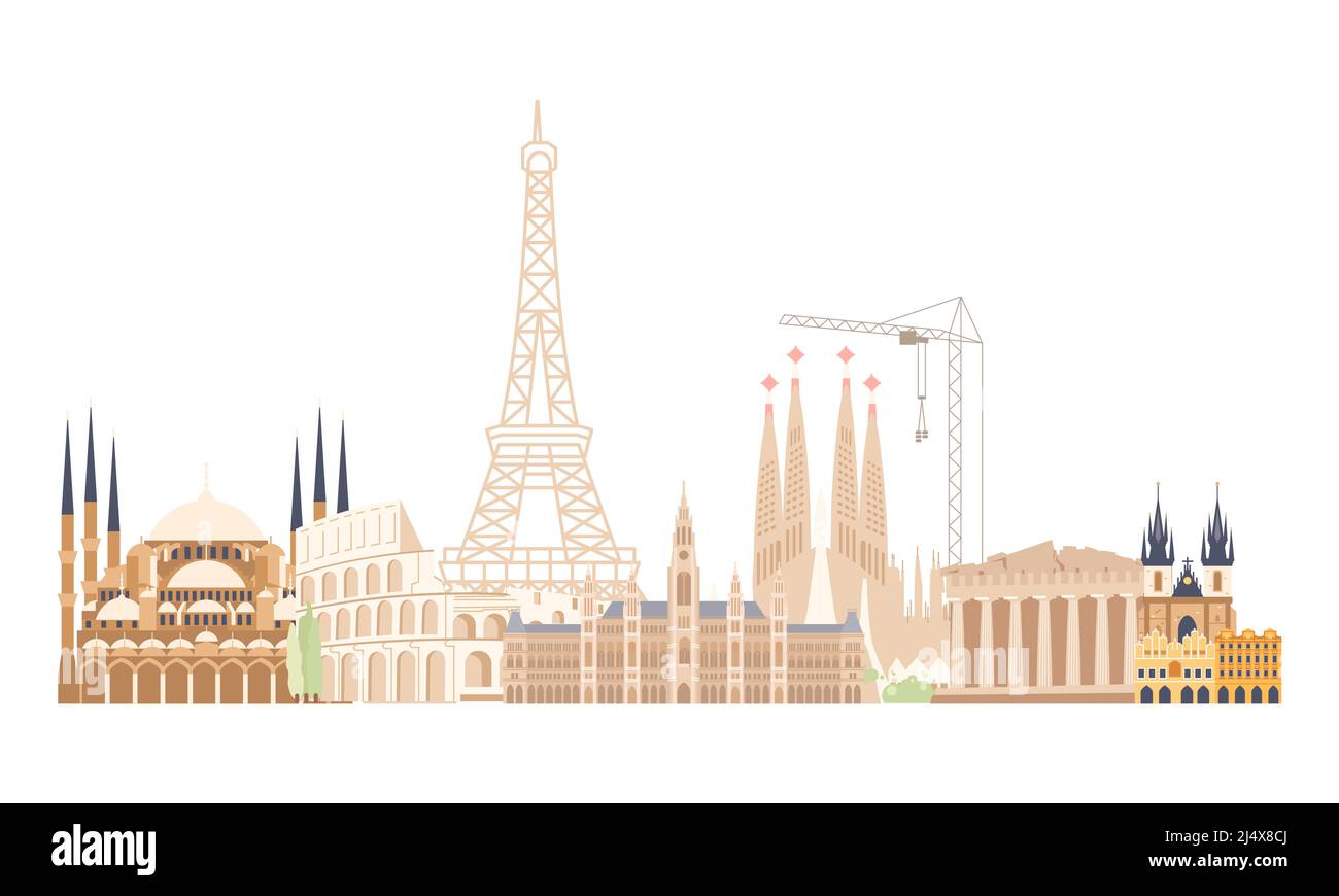 Architectural outside buildings of the famous european cities Stock ...