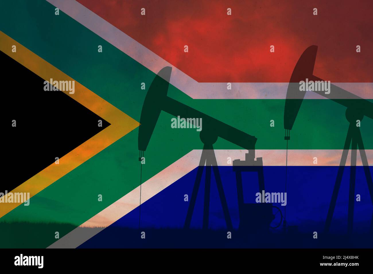 South Africa oil industry concept, industrial illustration. South ...