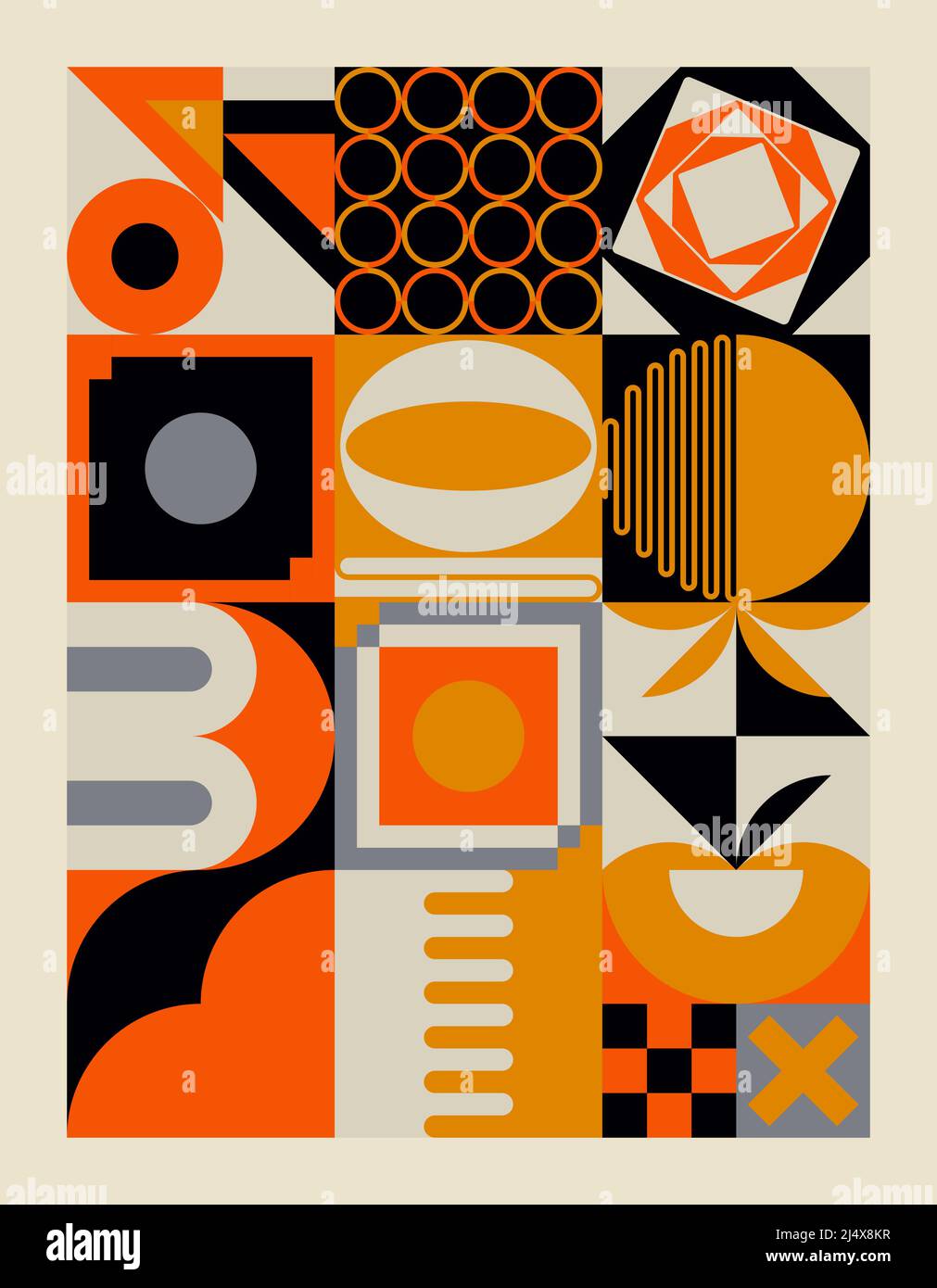 Modern Art pattern inspired by Bauhaus design made with abstract ...