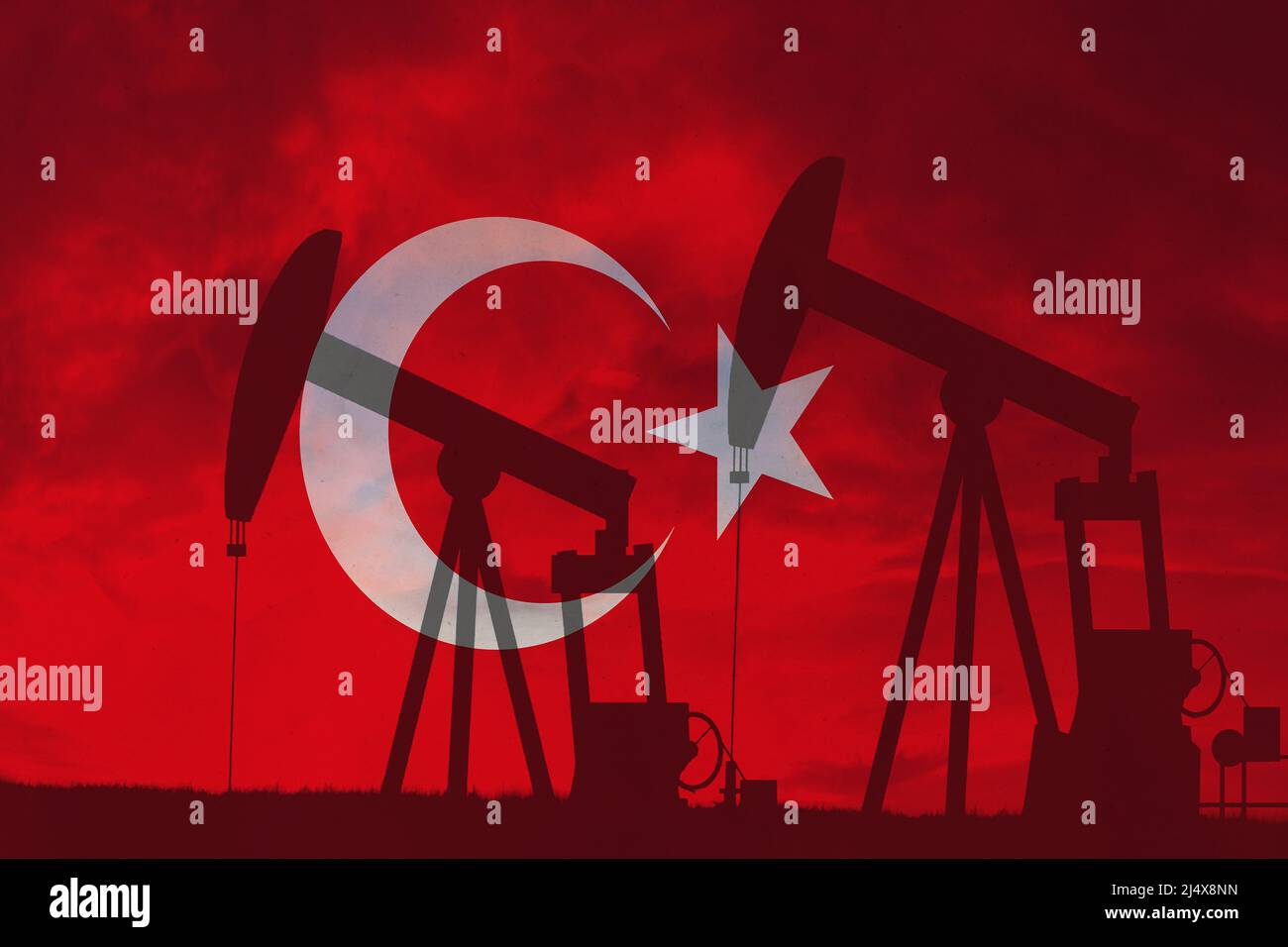 Turkey oil industry concept, industrial illustration. Turkey flag and ...