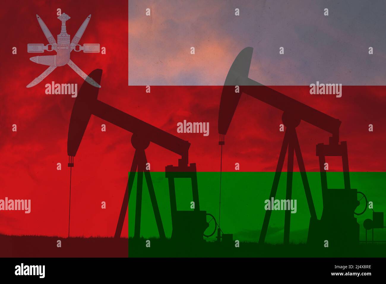 Oman oil industry concept, industrial illustration. Oman flag and oil ...