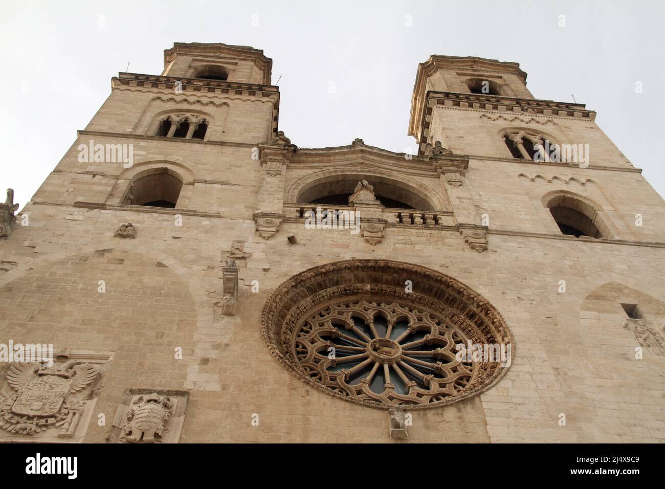 Altamura, Italy. Exterior view of the front of the Cathedral, with the ...