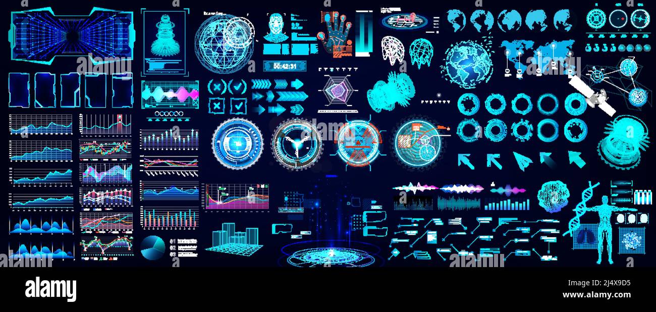 Colorful HUD elements set for UI, UX, GUI projects Stock Vector Image ...