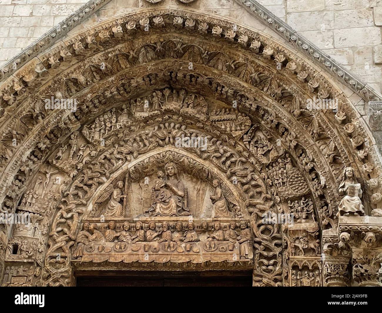 Altamura, Italy. The richly decorated tympanum from the Cathedral's ...