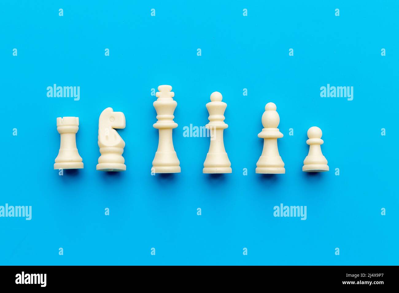 Flatlay of chess pieces, top view. Chess game as victory concept Stock ...